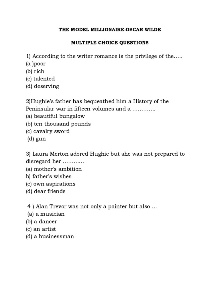 The Model Millionaire | PDF