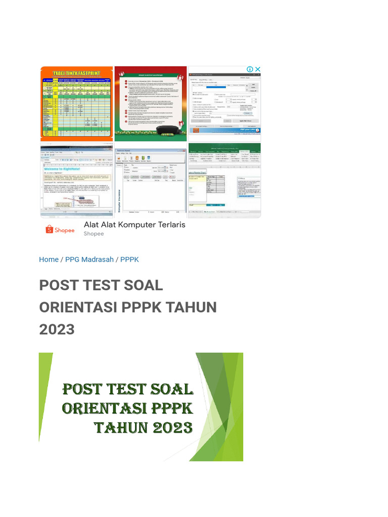 Post Test Orientasi PPPK Tahun 2023 | PDF