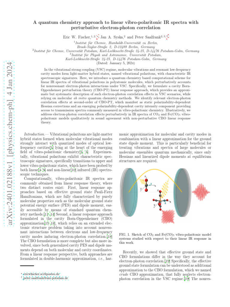A Quantum Chemistry Approach To Linear Vibro-Polaritonic IR Spectra With Perturbative Electron ...