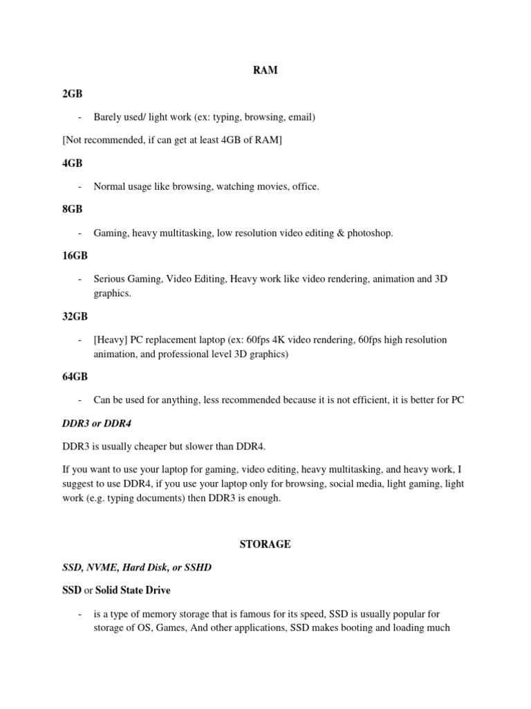 Specs Guide | PDF