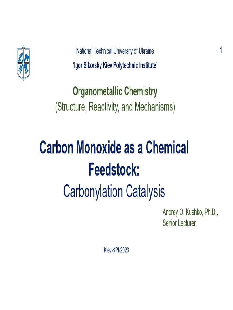 08 Carbonylation 2023 | PDF | Carbon Monoxide | Acetic Acid