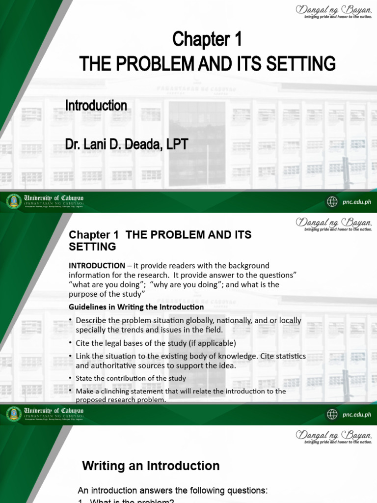 Iii. Chapter 1 The Problem and Its Setting (20231019192705) | PDF