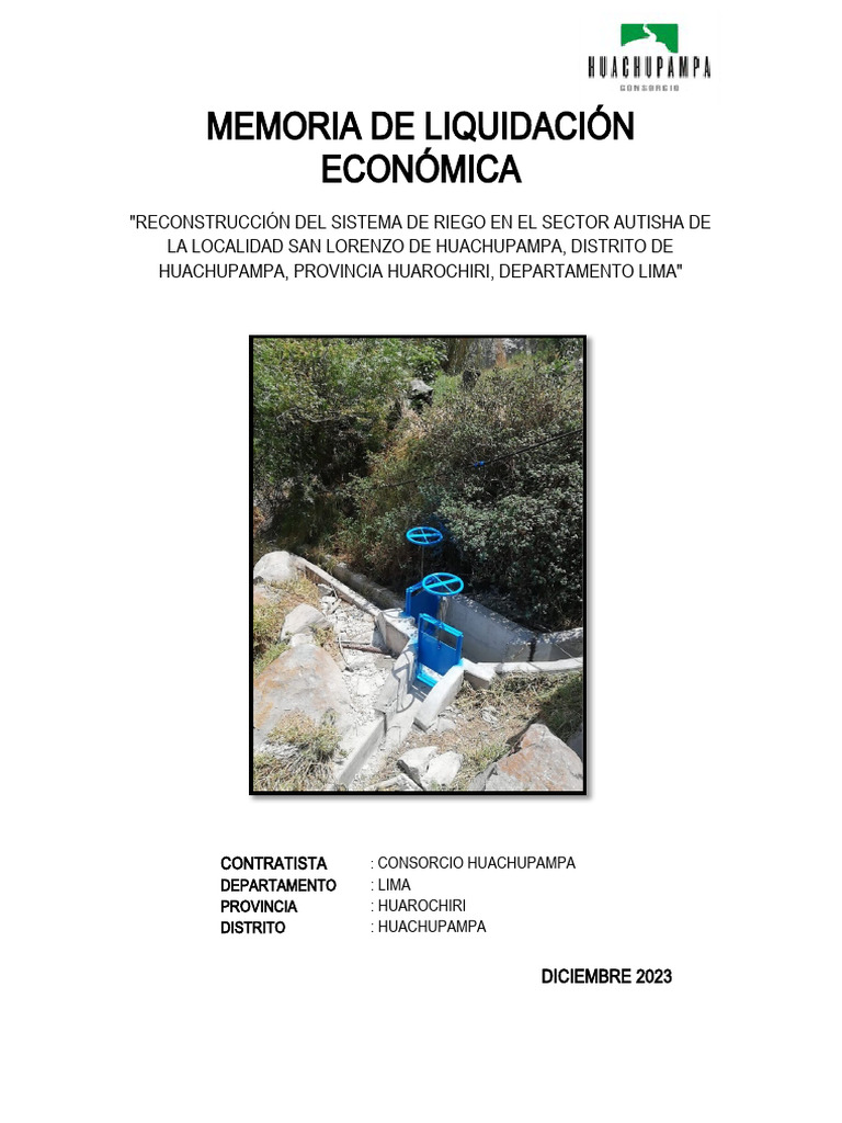 Memoria de Liquidación Económica | PDF