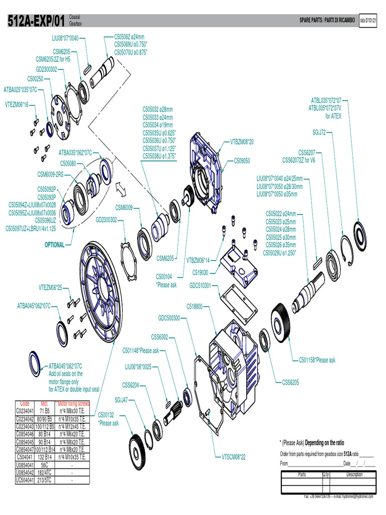 Gearbox 512A Spare Parts Order List | PDF