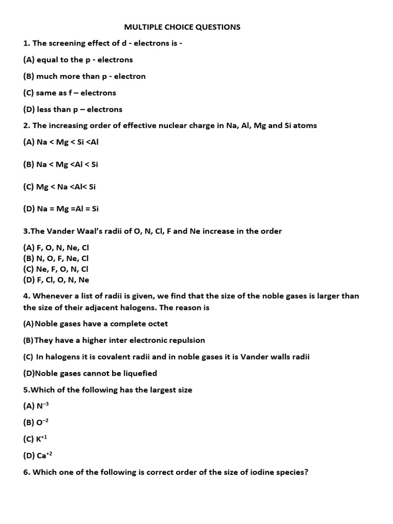 Multiple Choice Questions-1 | PDF