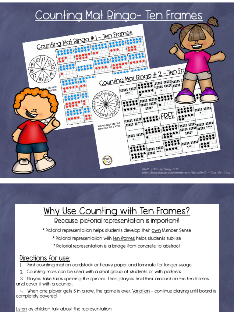 Counting Mat Bingo-Ten Frames: Math 4 Fun by Stacy 2018 | PDF