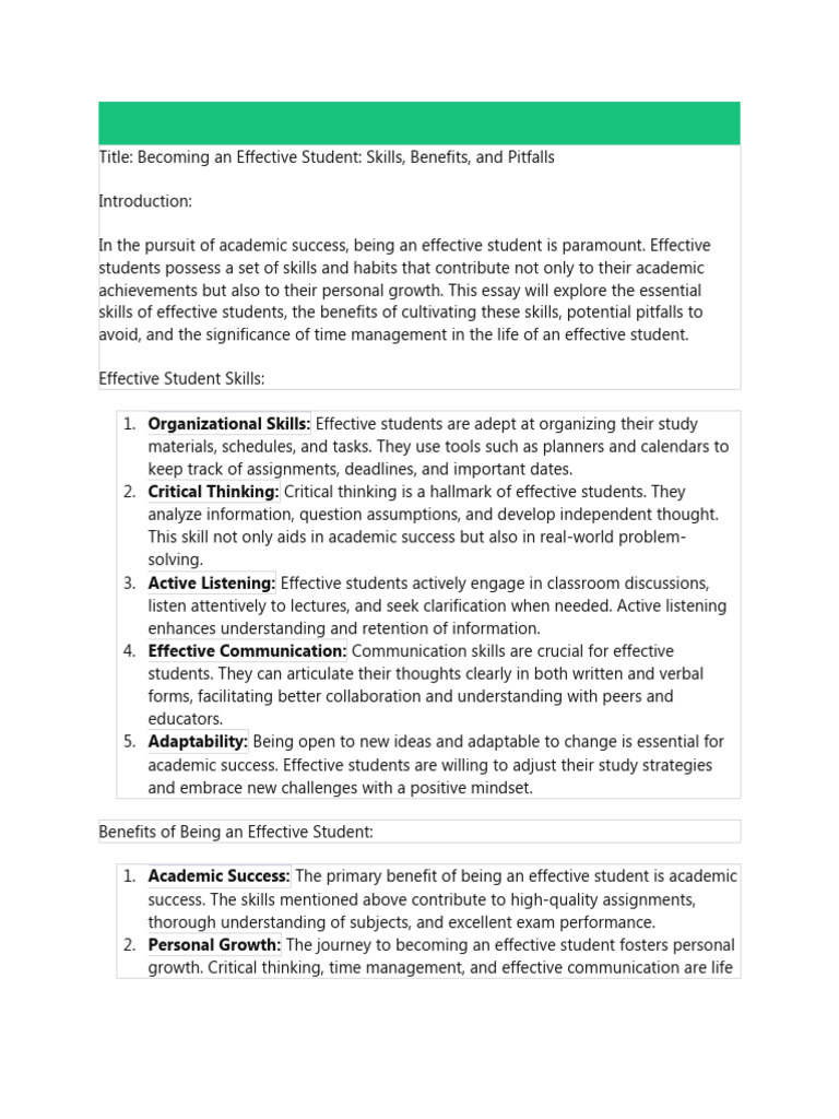 Student Skills | PDF