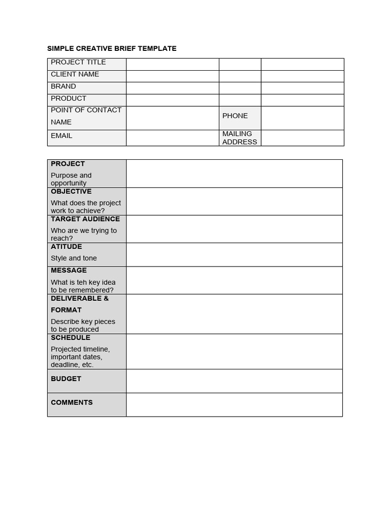 Simple Creative Brief Template | PDF