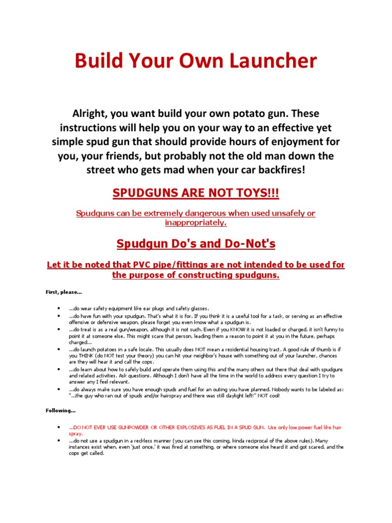 Potato Gun Plans | PDF | Gun | Musket