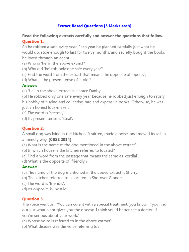 Extract-Based Questions on Horace Danby | PDF | Religion & Spirituality ...