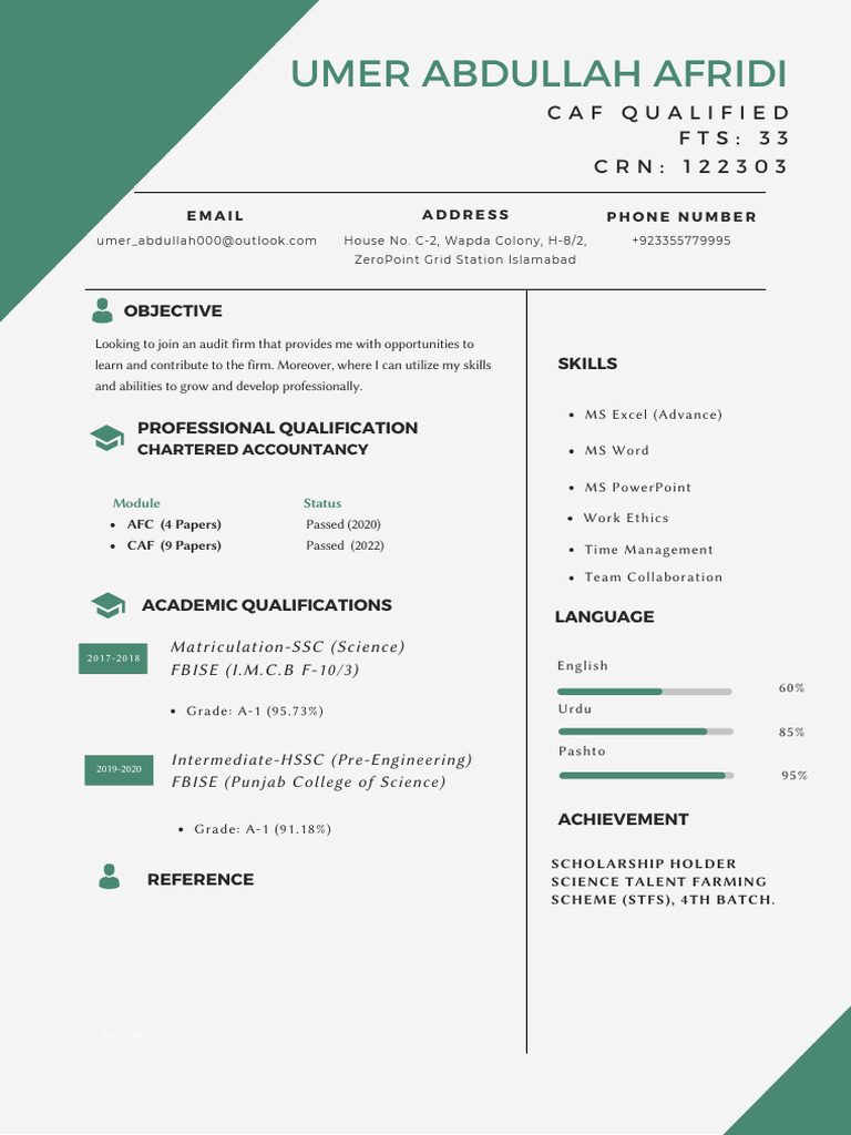 Green Minimalist Elegant My Simple Resume | PDF