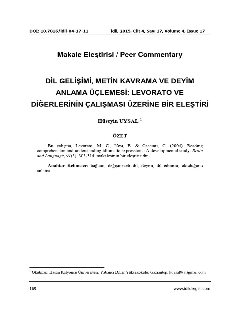 Makale Eleştirisi / Peer Commentary | PDF