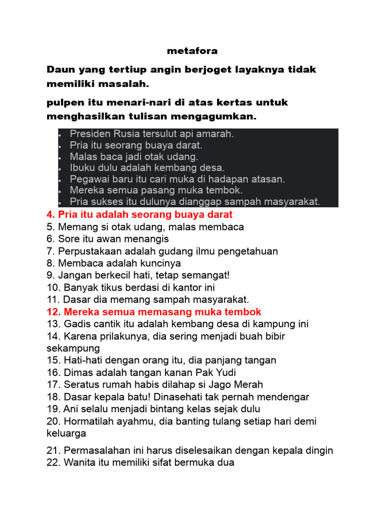 Metafora dalam Bahasa dan Kehidupan | PDF