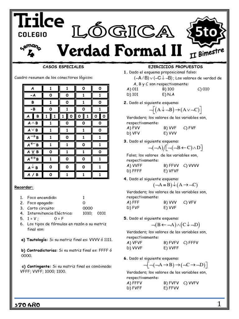 S4 L5° Iib Verdad Formal Ii | PDF