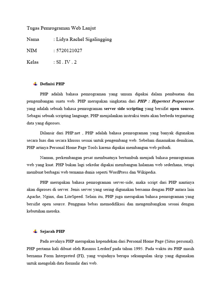 Tugas Pemrograman Web Lanjut | PDF