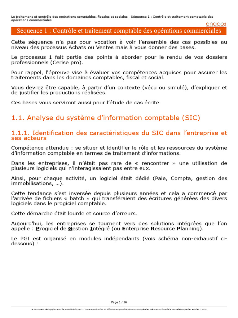 Sequence 1 Controle Et Traitement Comptable Des Operations Commerciales ...