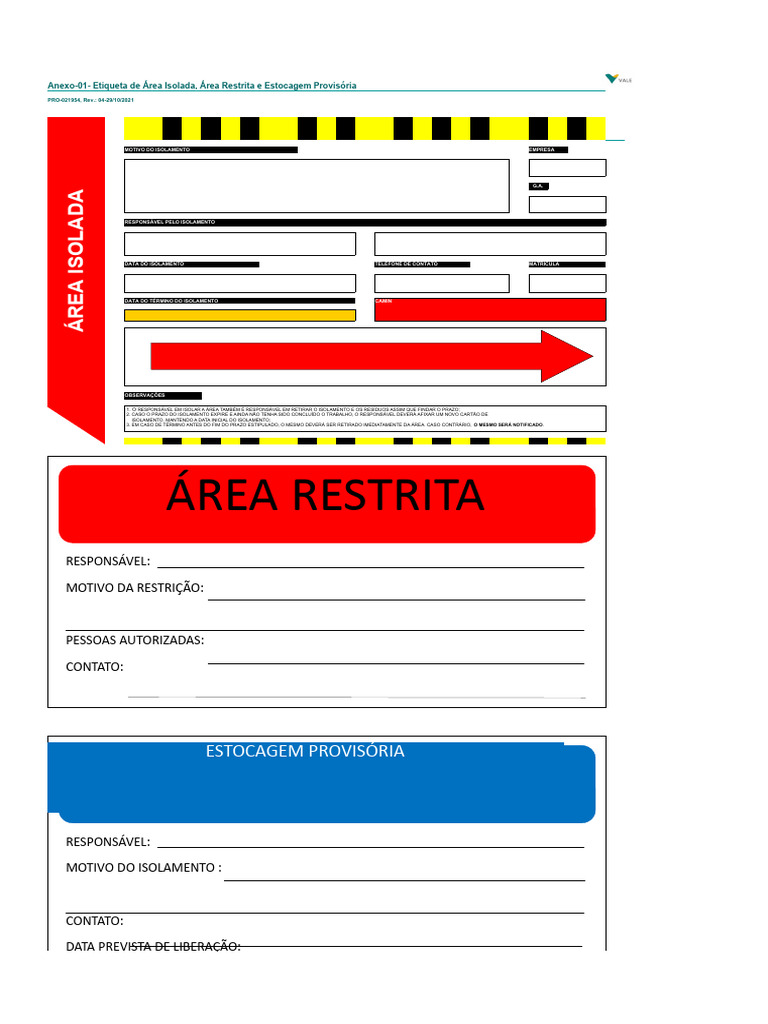 Etiqueta de Isolamento de Área | PDF