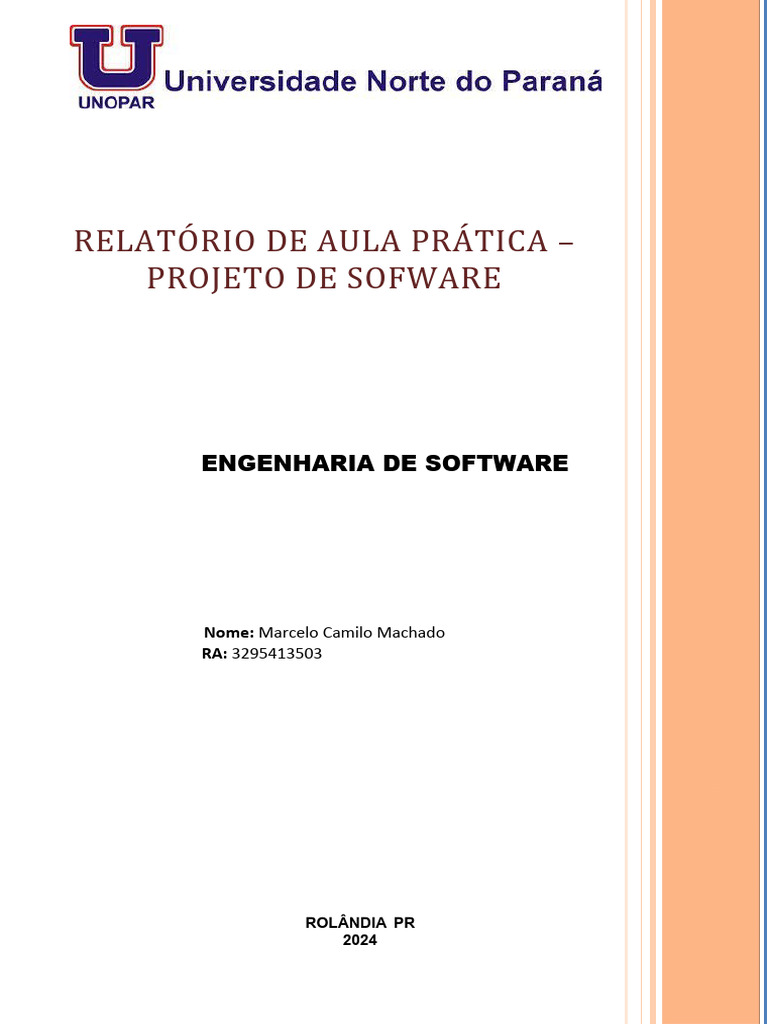 RELATÓRIO DE AULA PRÁTICA – PROJETO DE SOFWARE-UNOPAR | PDF