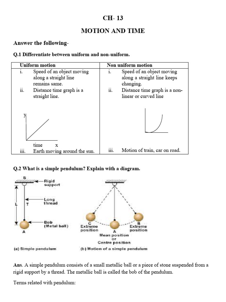 CH-9 MOTION AND TIME (2) | PDF | Speed | Pendulum