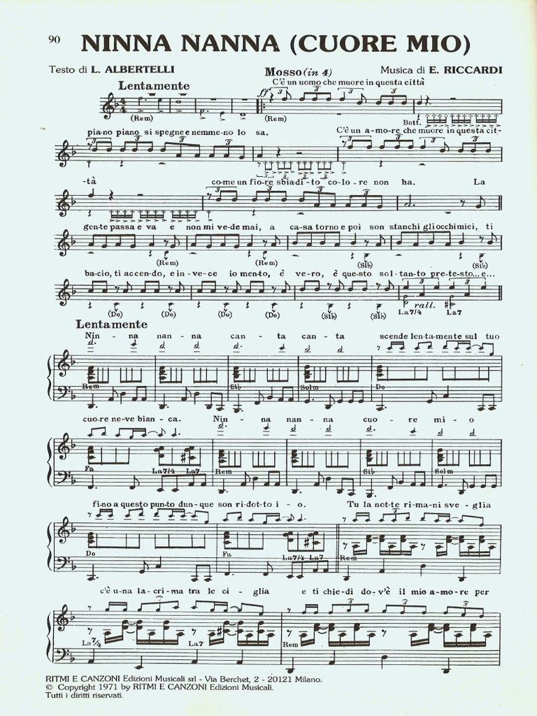 Ninna Nanna (Cuore Mio) - Dik Dik | PDF