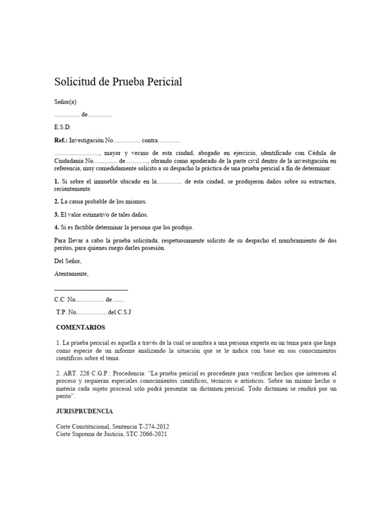 Solicitud de Prueba Pericial | PDF