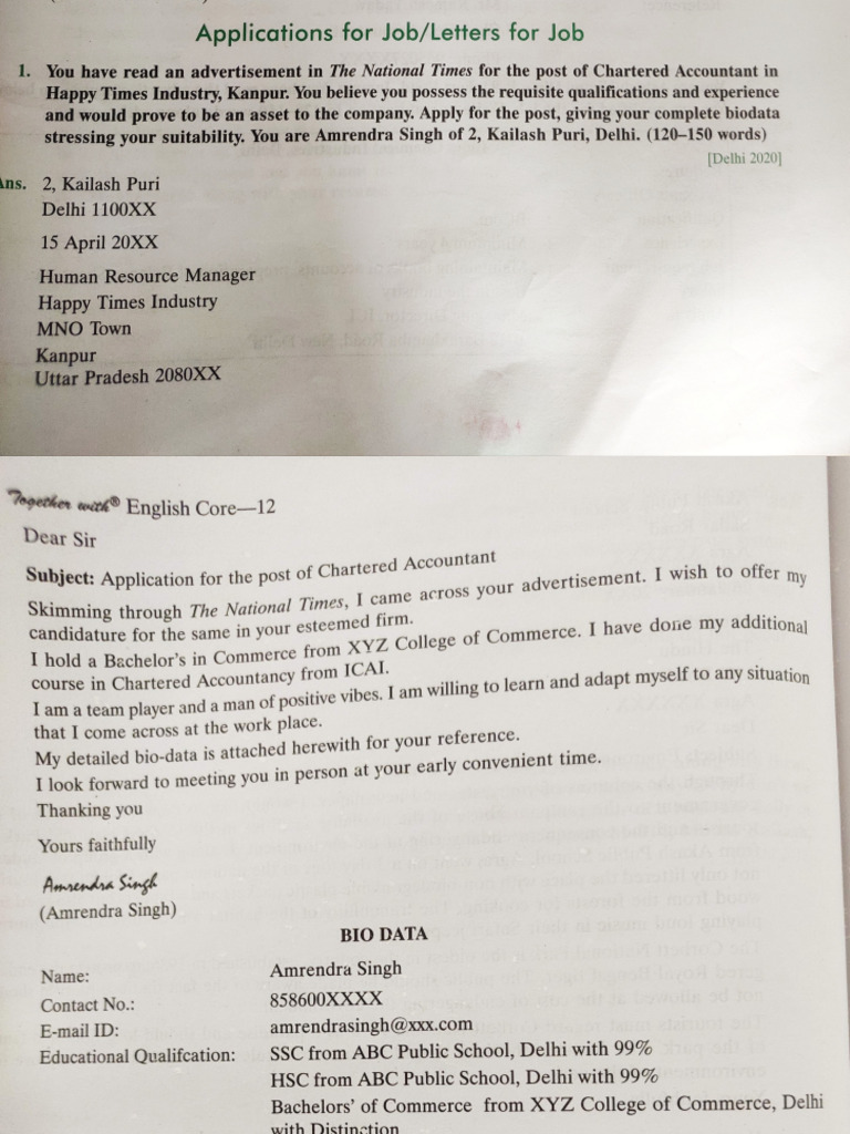 Letter of Job Application 1 | PDF