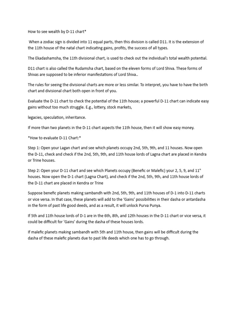 How To See Wealth by D-11 Chart | PDF