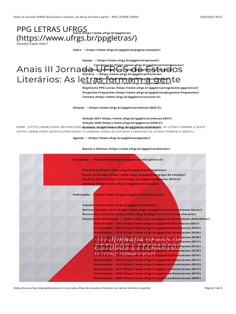 Anais III Jornada UFRGS de Estudos Literários - As Letras Formam A ...