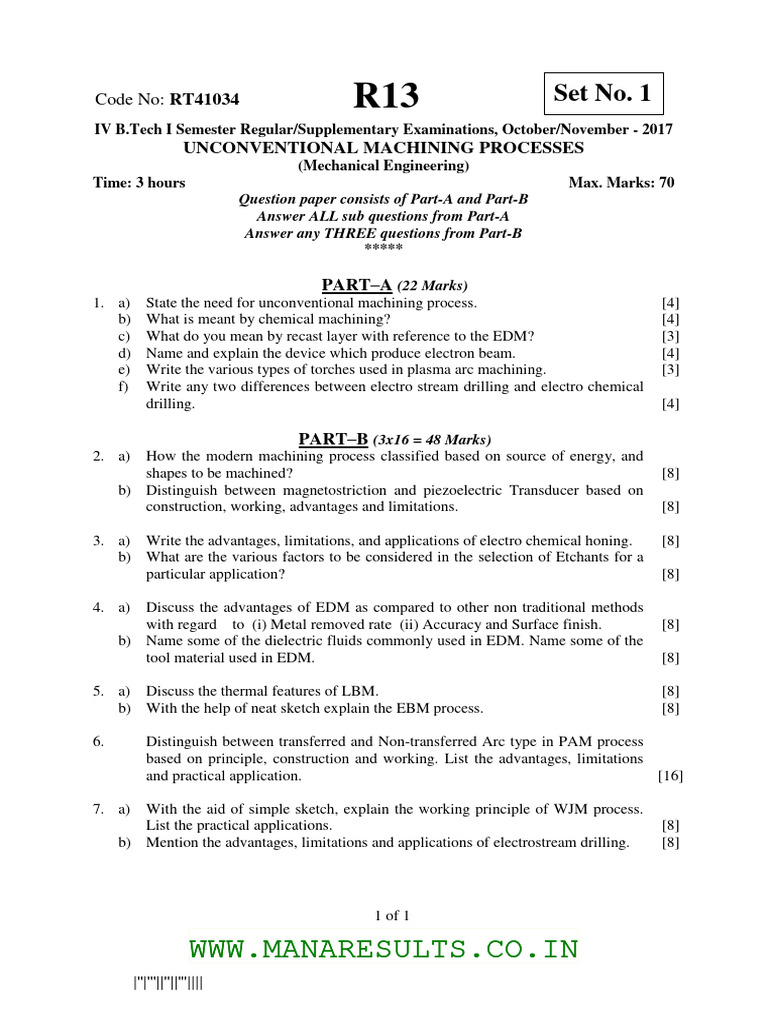 UNCONVENTIONAL MACHINING PROCESSES Mecha | PDF