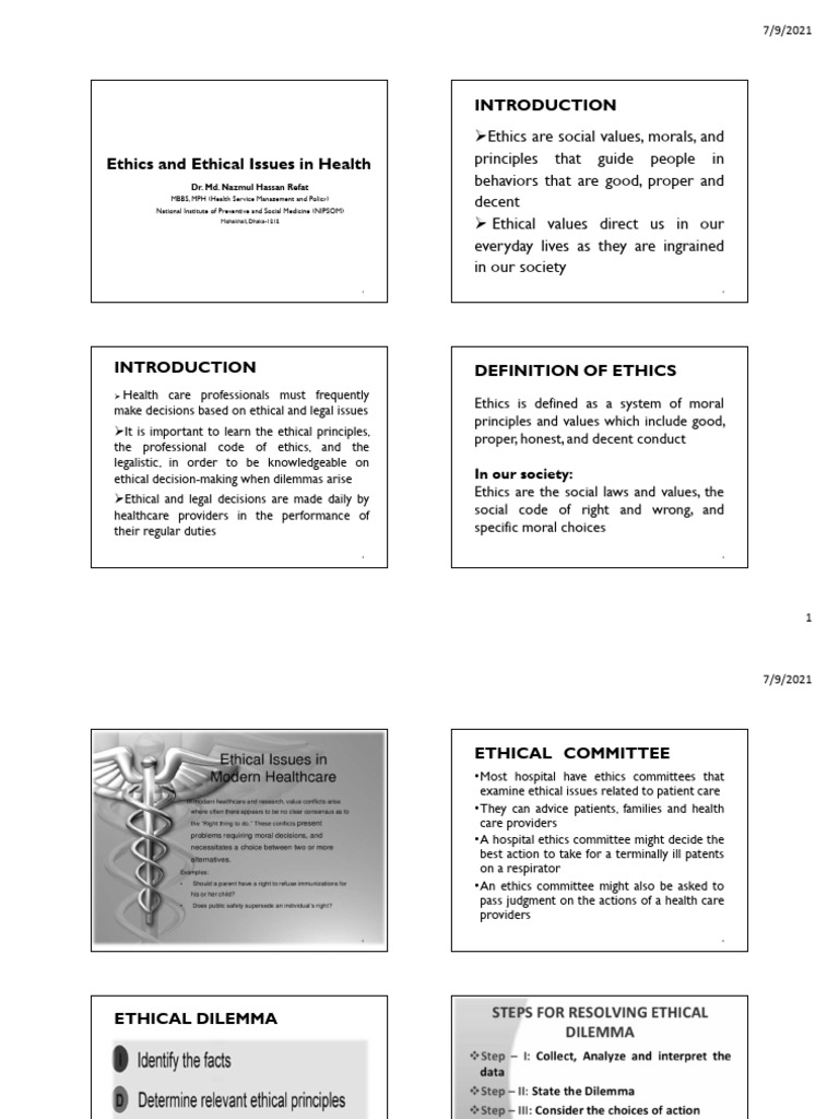 Ethics & Ethical Issues in Health | PDF