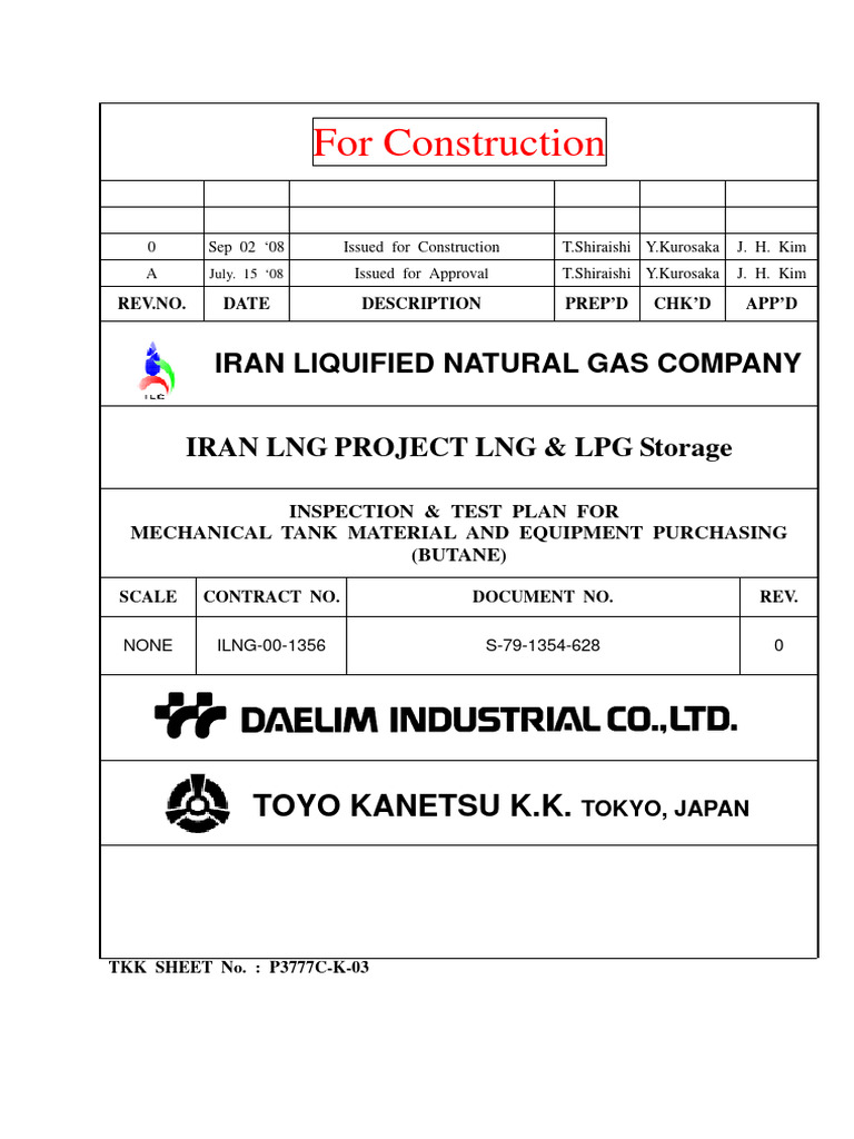 Iran LNG Butane Tank Inspection Plan | PDF | Computers | Technology ...