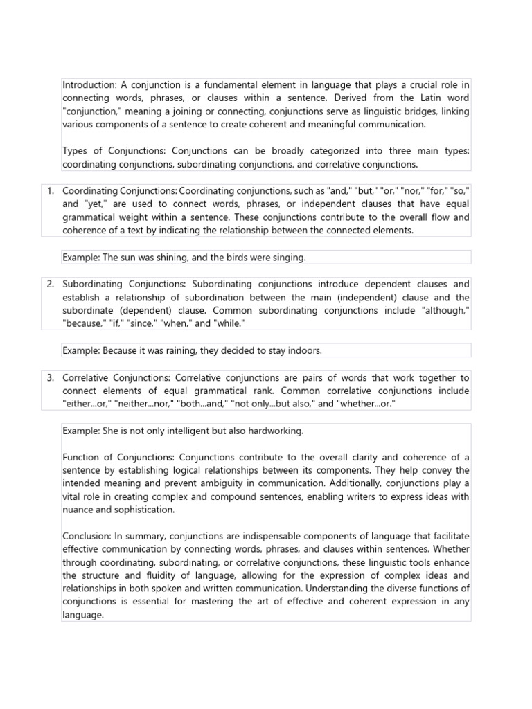 Understanding Conjunctions in English | PDF