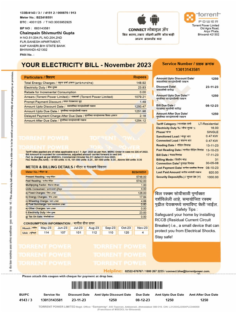 Electric Bill | PDF | Power (Physics) | Electricity