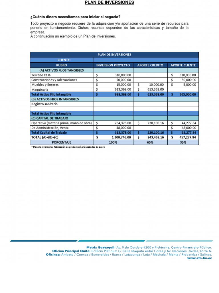 Plan de Inversiones (2) (2) | PDF
