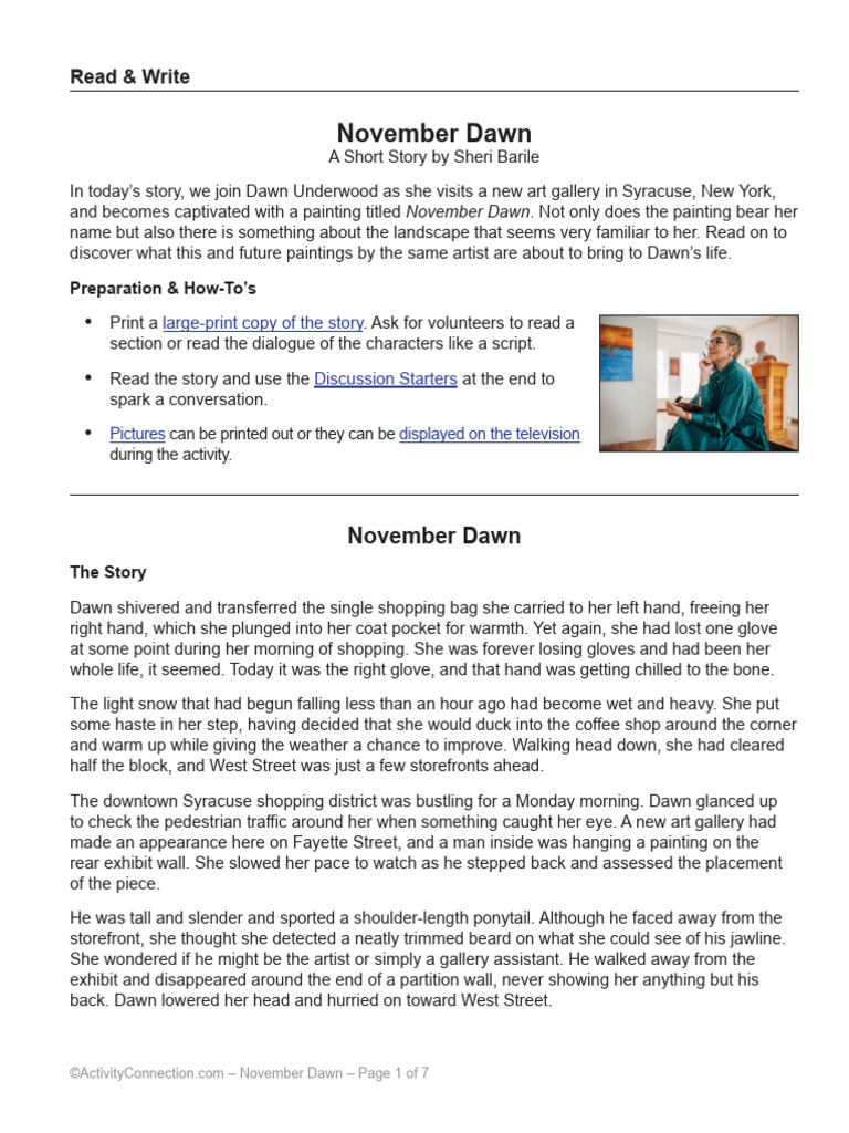November Dawn: A Story of Art and Memory | PDF