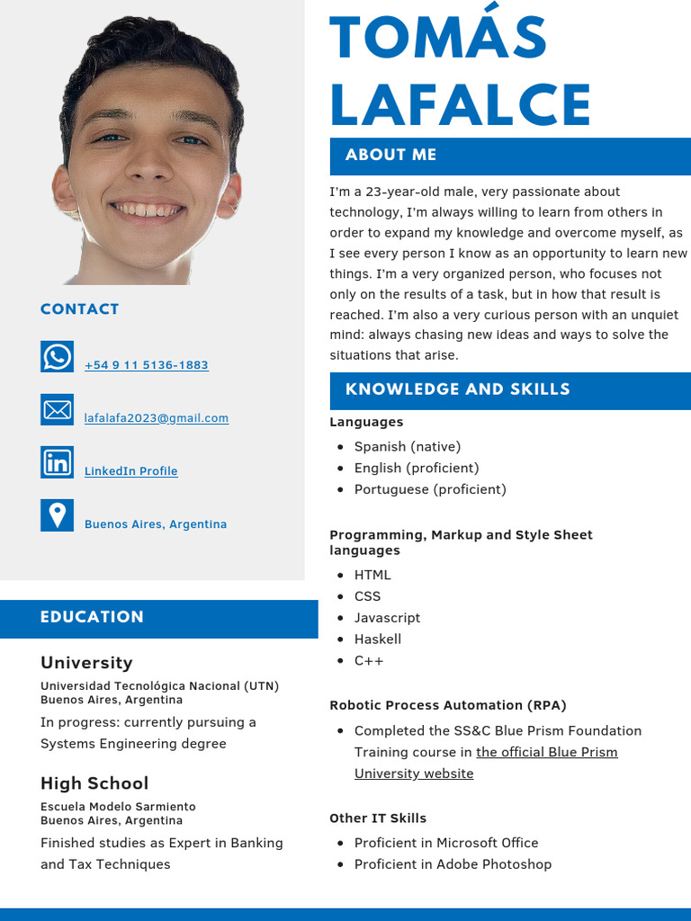 CV Tomás Lafalce | PDF