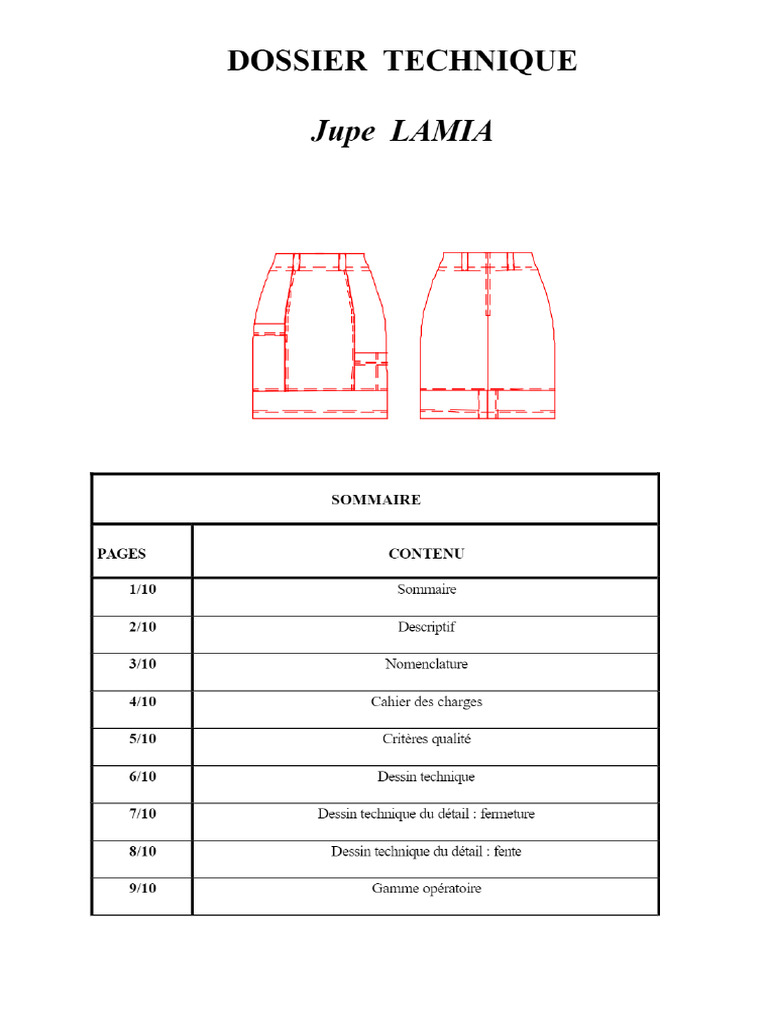 Dossier Technique. Jupe Lamia - PDF Téléchargement Gratuit | PDF