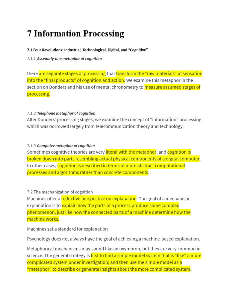 ch7 Information Processing | PDF | Mental Chronometry | Information