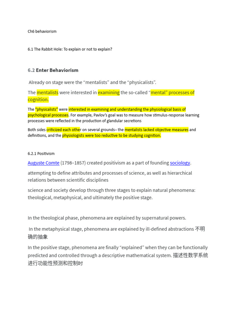 Ch6 Behaviorism | PDF