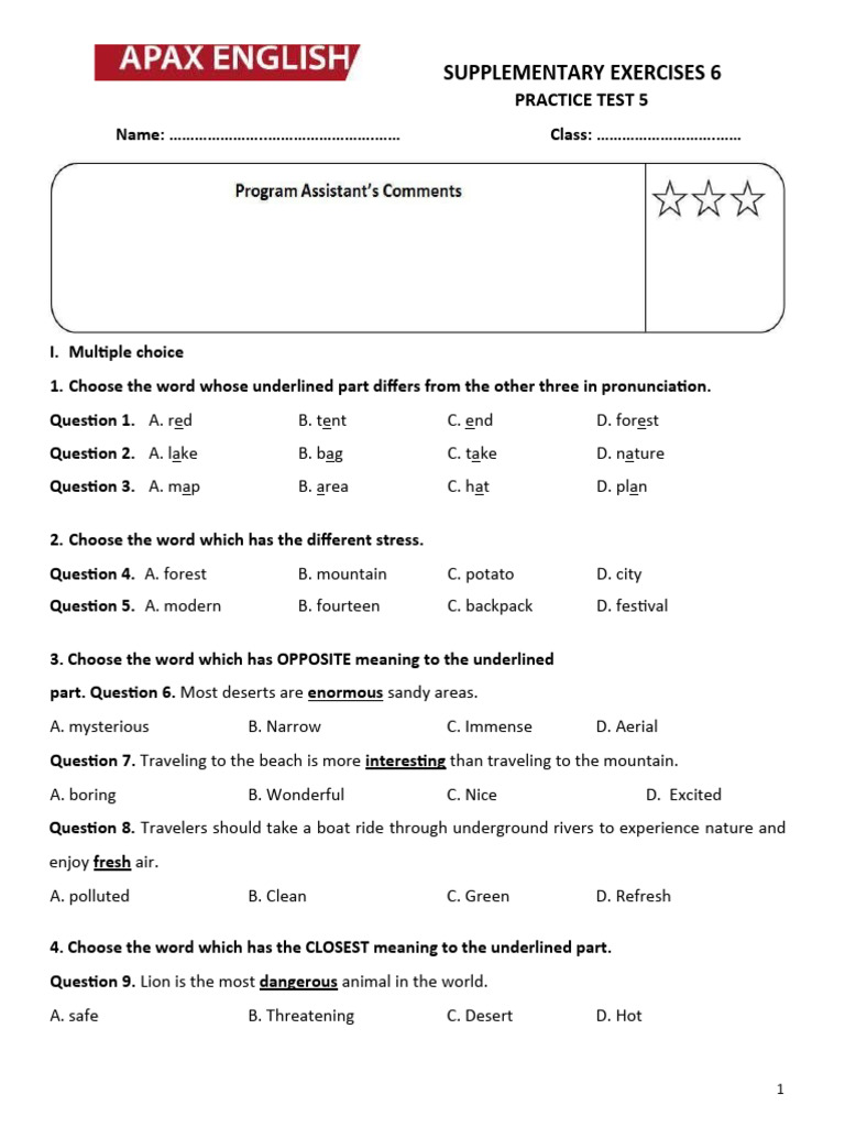 11.Grade 6 - Unit 5 - Practice Test | PDF | Hanoi | Vietnam