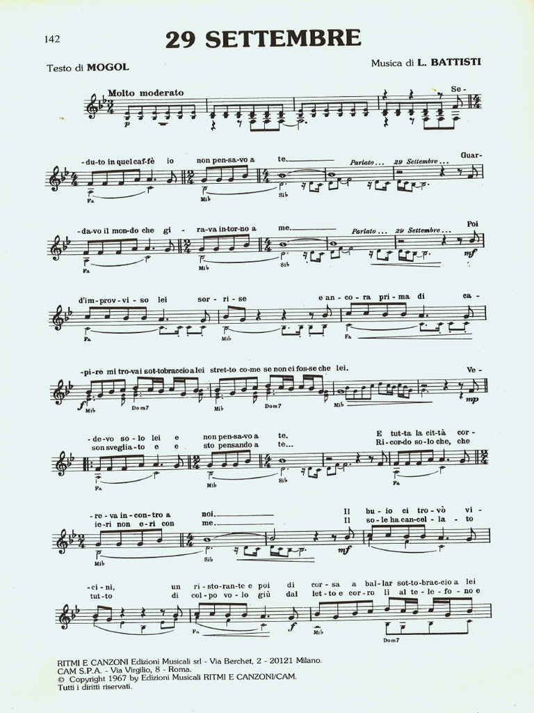 29 Settembre - Equipe 84 | PDF