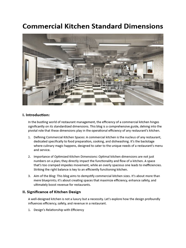 Commercial Kitchen Size and Design Guide | PDF