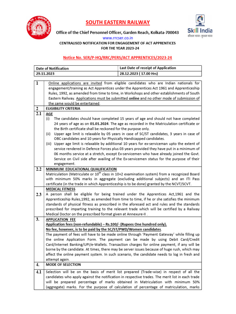 Notification Against Act Apprentice 2023-24 | PDF
