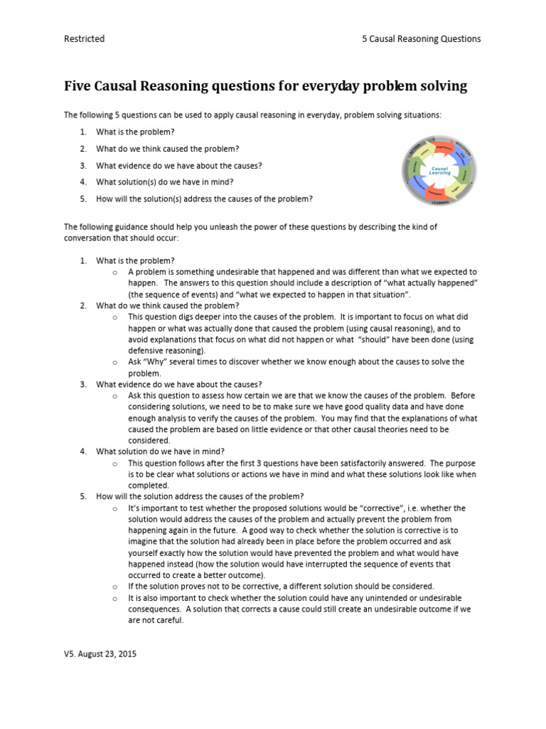Human Performance 5c Five Causal Reasoning Questions | PDF | Causality ...