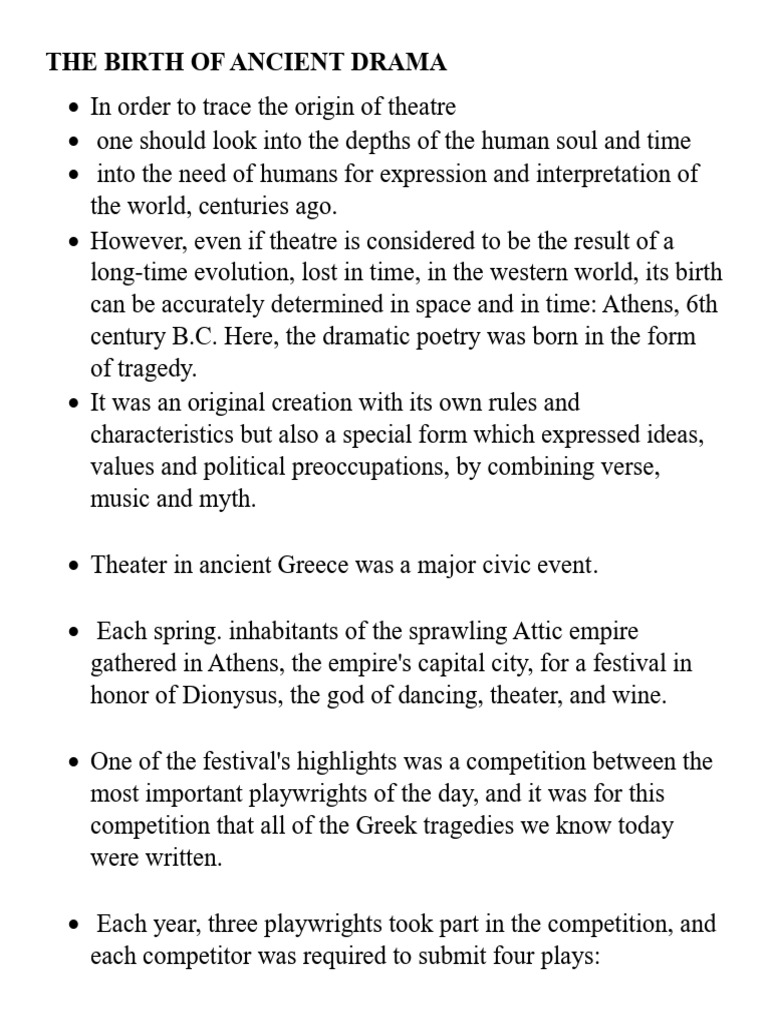 Origins of Ancient Greek Drama | PDF | Art | Poetry