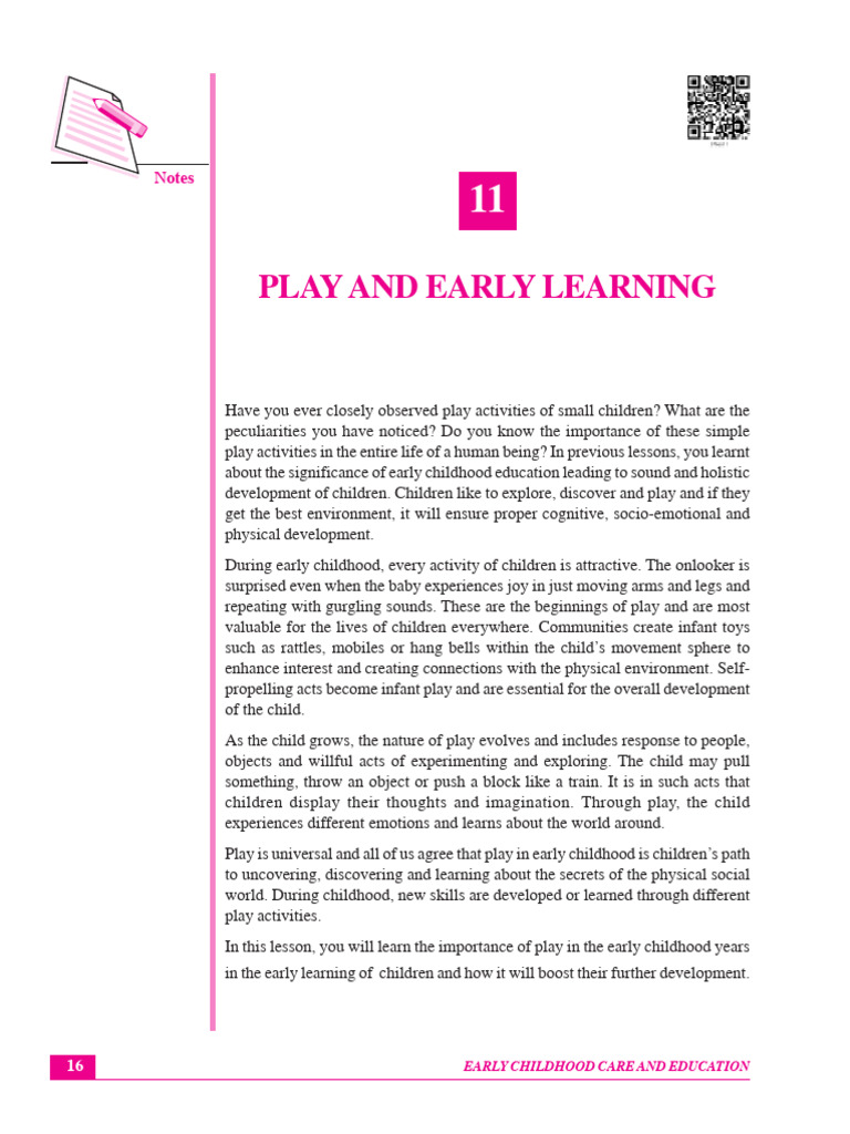11 Play and Early Learning | PDF | Teachers | Child Development