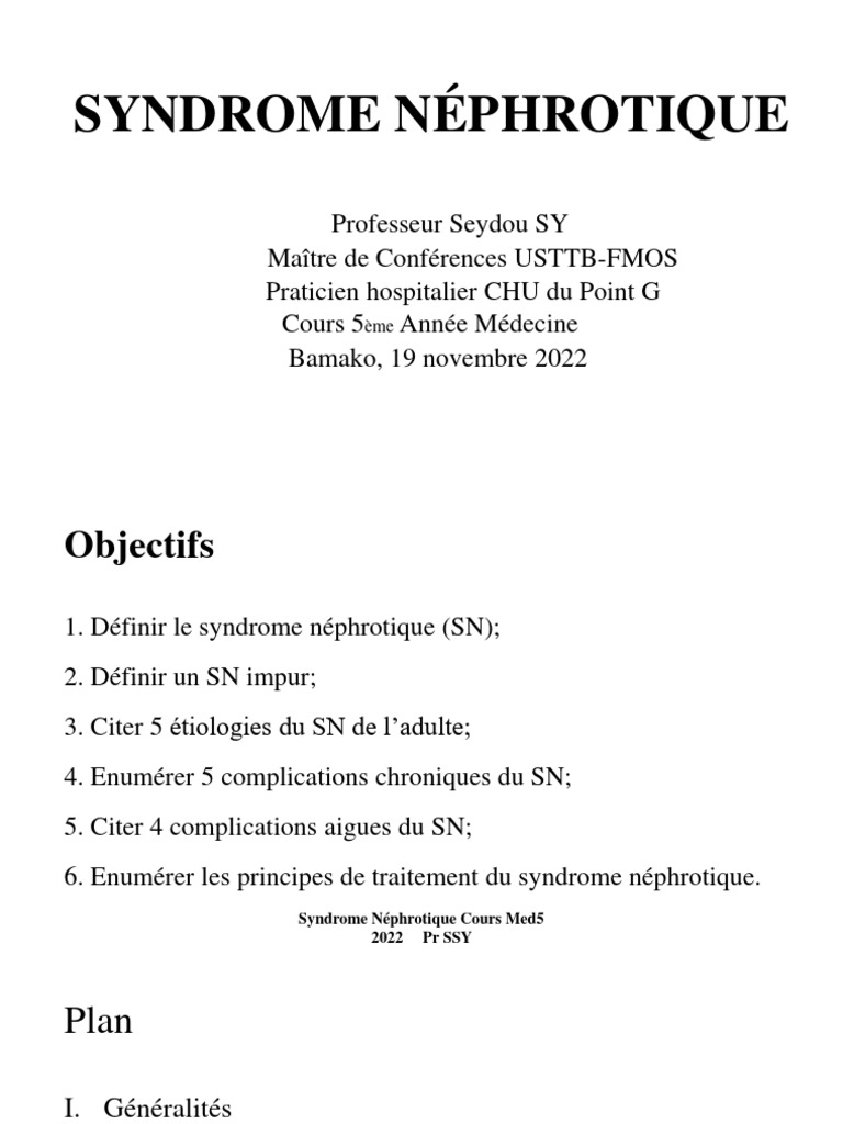 Néphrose lipoïdique et syndrome néphrotique | PDF