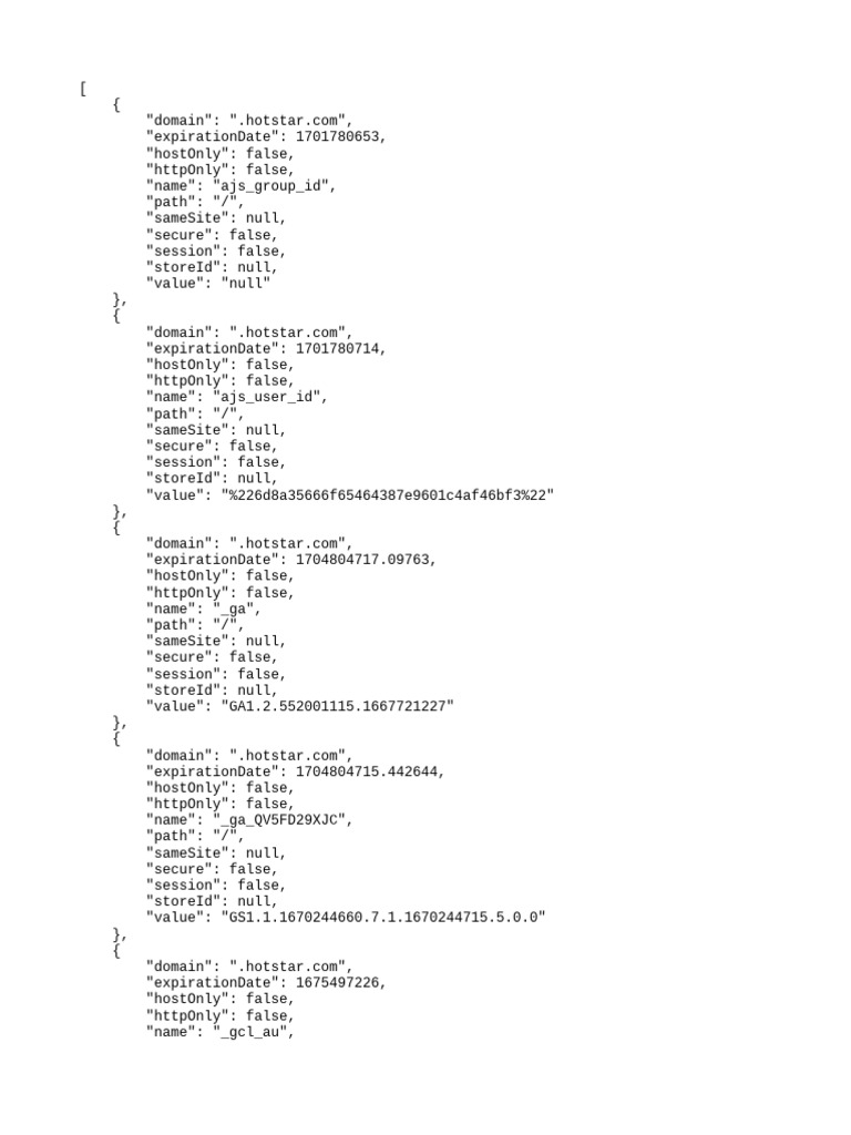 Hotstar Cookies | PDF | Http Cookie | Mobile Software