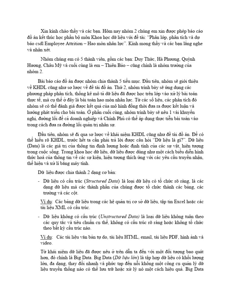 Thuyết trình KHDL | PDF