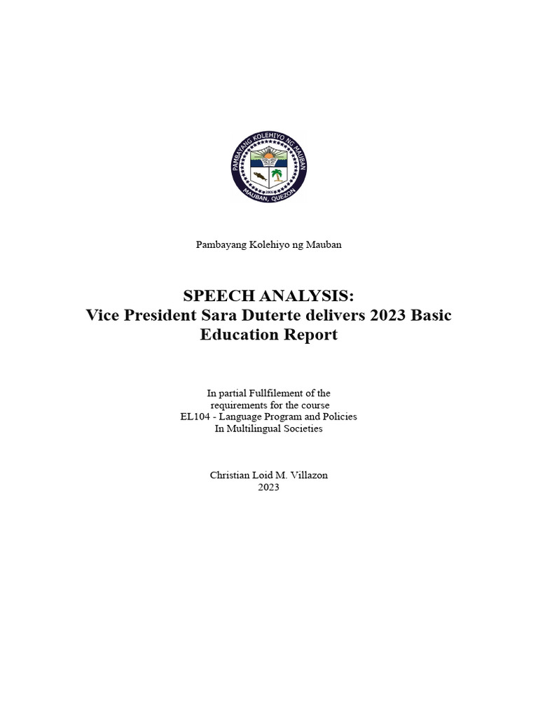 Speech Analysis | PDF